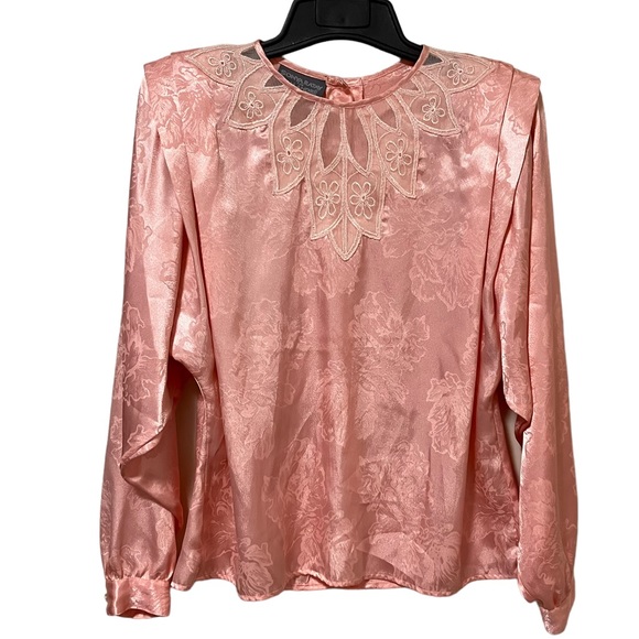 Vintage | Tops | Vintage 8s Sonya Ratay For San Andre Pink Floral Lace ...